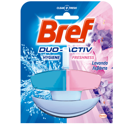 Block τουαλέτας BREF Duo Active Θήκη Λεβάντα 50ml-delist