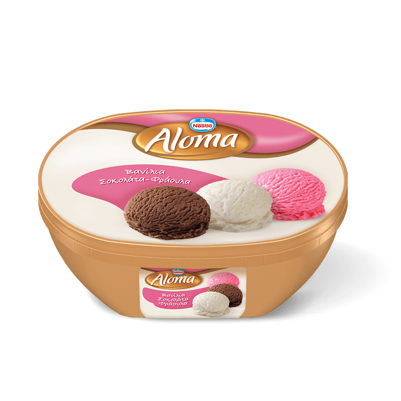 Παγωτό ALOMA βανίλια, φράουλα, σοκολάτα 2lt