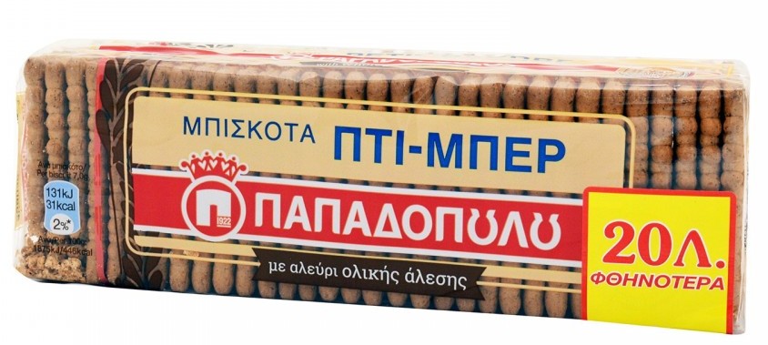 Μπισκότα πτι μπερ ΠΑΠΑΔΟΠΟΥΛΟΥ ολικής άλεσης 225gr (-0,20€) προσφορά ...