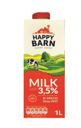 Γάλα HAPPY BARN υψηλής θερμικής επεξεργασίας 3,5% 1lt