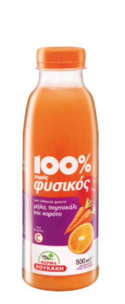 Φυσικός χυμός ΦΑΡΜΑ ΚΟΥΚΑΚΗ μήλο, πορτοκάλι, καρότο 500ml