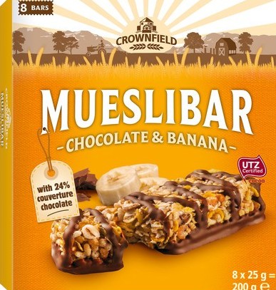 Μπάρες δημητριακών CROWNFIELD chocolate & banana 8x25gr