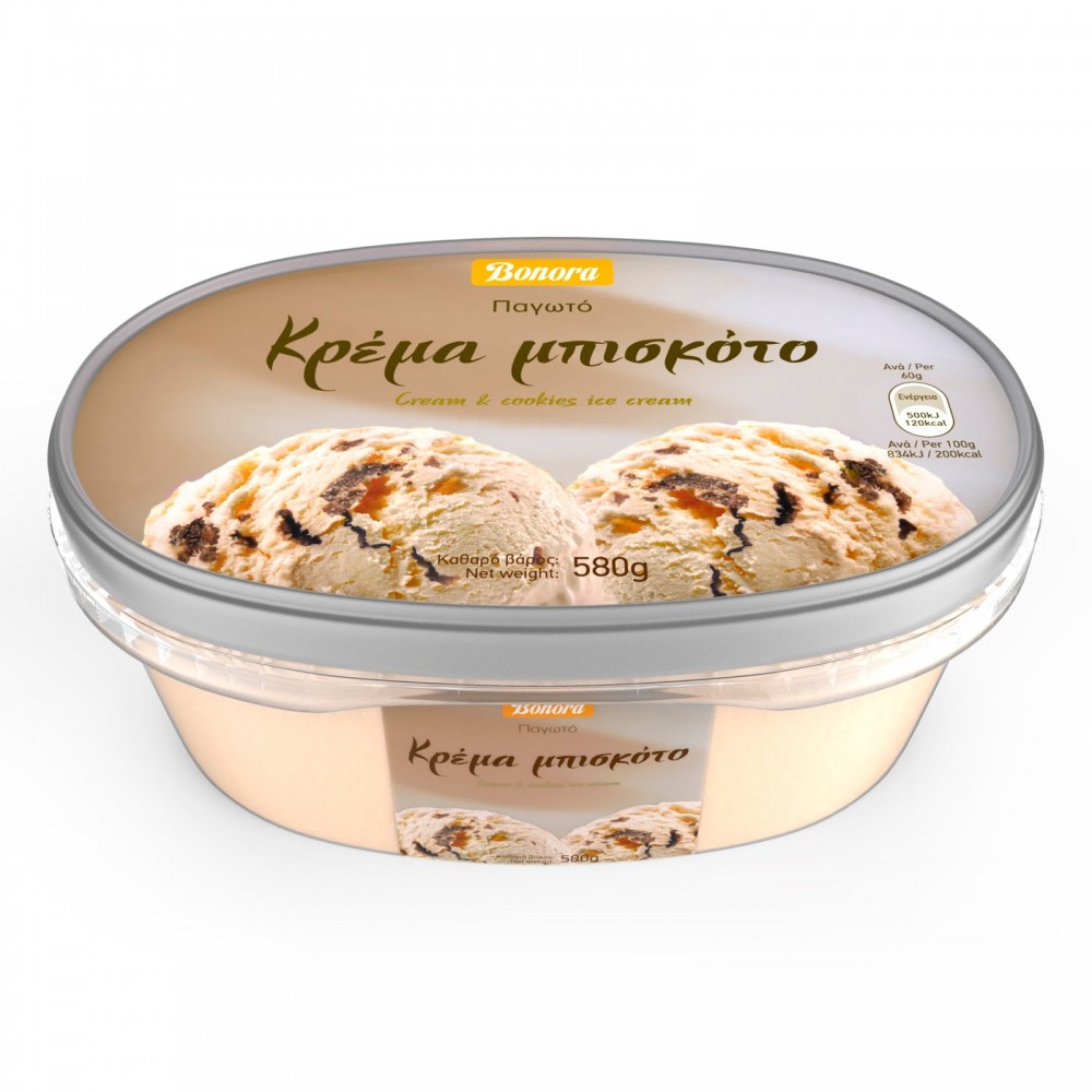 Παγωτό BONORA κρέμα μπισκότο 580gr/1lt