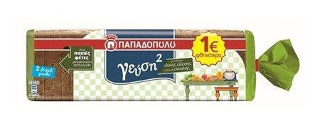 Ψωμί τοστ ΠΑΠΑΔΟΠΟΥΛΟΥ γεύση^2 ολικής άλεσης 700gr (-1€)