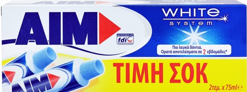 Οδοντόκρεμα AIM white system 2x75ml