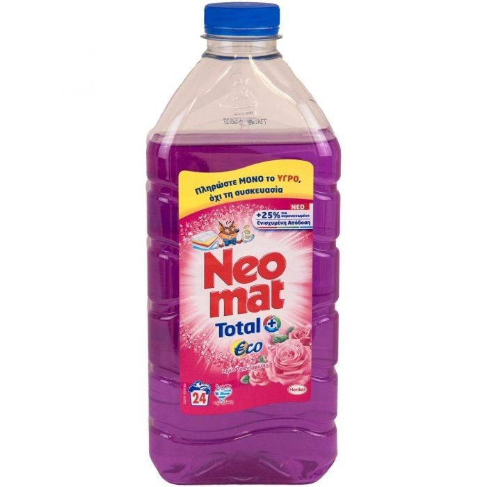 Υγρό πλυντηρίου NEOMAT total eco άγριο τριαντάφυλλο 24μεζ