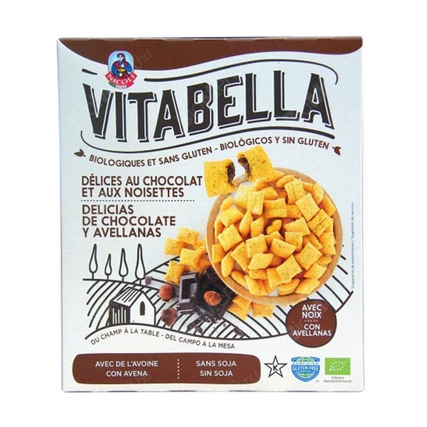 Δημητριακά VITABELLA bio μαξιλαράκια με σοκολάτα φουντούκι 300gr