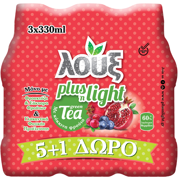 Τσάι ΛΟΥΞ plus 'n' light κόκκινα φρούτα 6x330ml (5+1 δώρο)