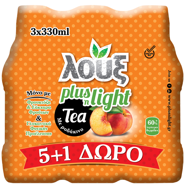 Τσάι ΛΟΥΞ plus 'n' light ροδάκινο 6x330ml (5+1 δώρο)