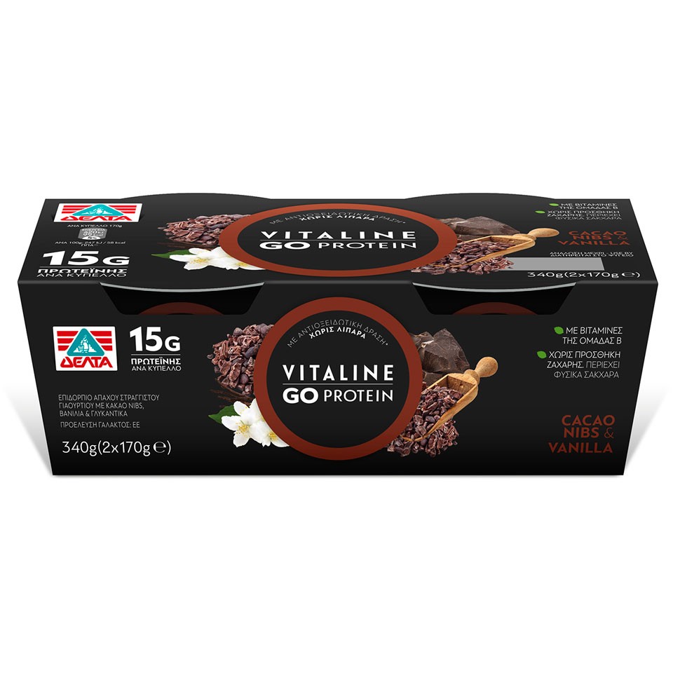 Γιαούρτι ΔΕΛΤΑ Vitaline go protein βανίλια-σοκολάτα 2x170gr