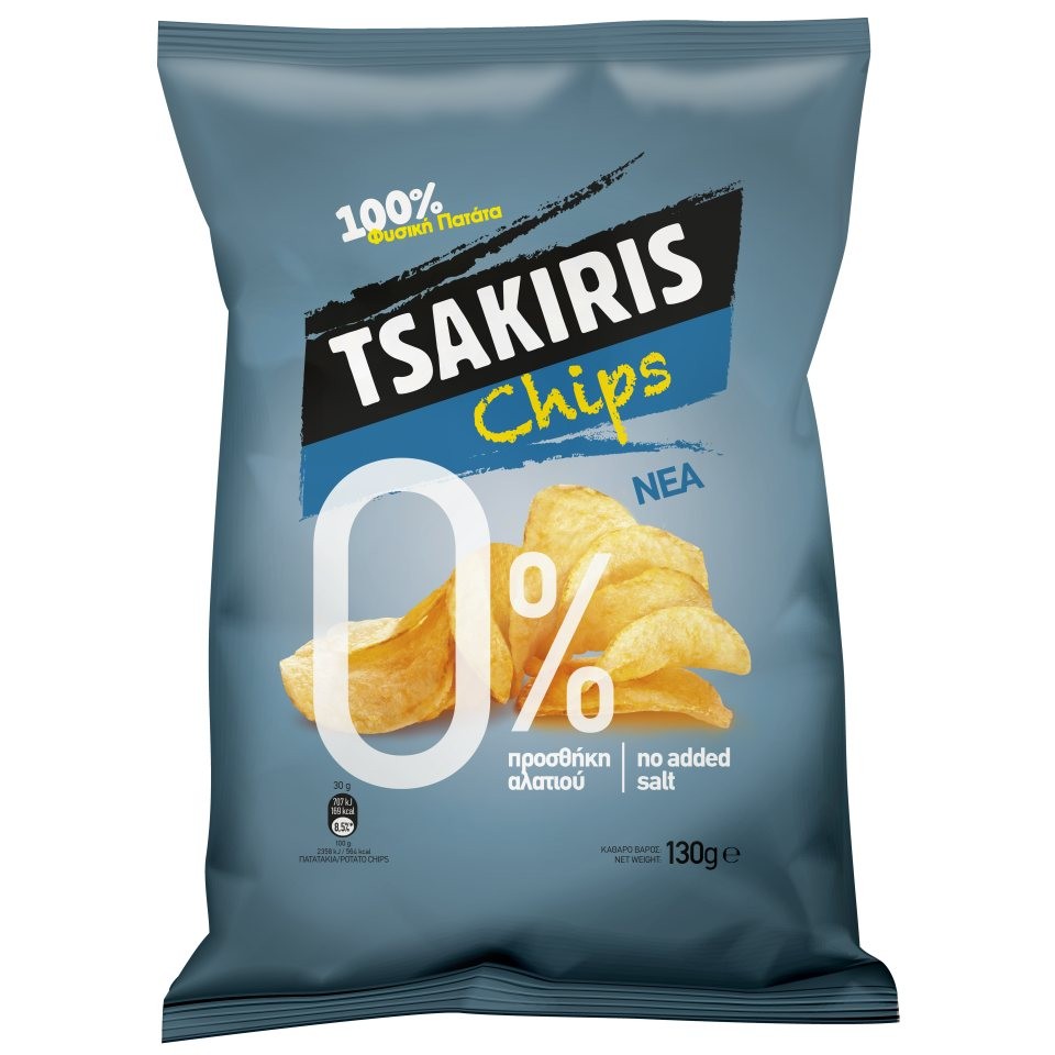 Πατατάκια TSAKIRIS 0% αλάτι 130gr