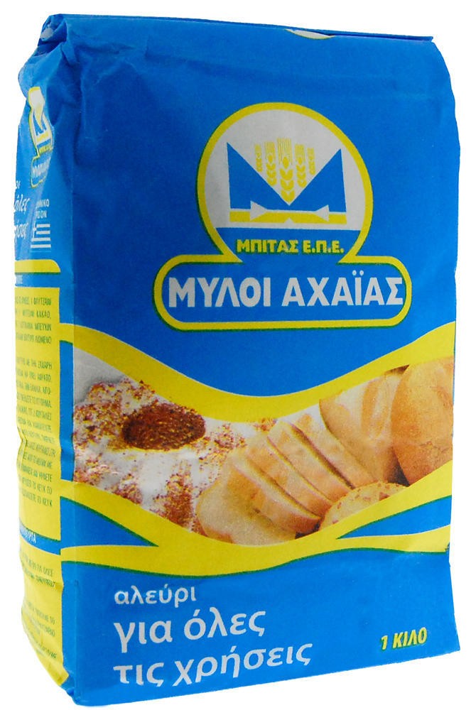 Αλεύρι μαλακό ΜΥΛΟΙ ΑΧΑΪΑΣ πολυτελείας για όλες τις χρήσεις 1kg