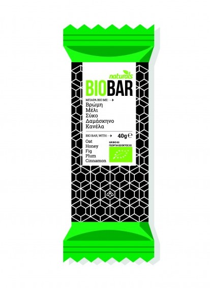 Μπάρα δημητριακών BIOBAR με βρώμη, μέλι, σύκο, δαμάσκηνο & κανέλα 40gr
