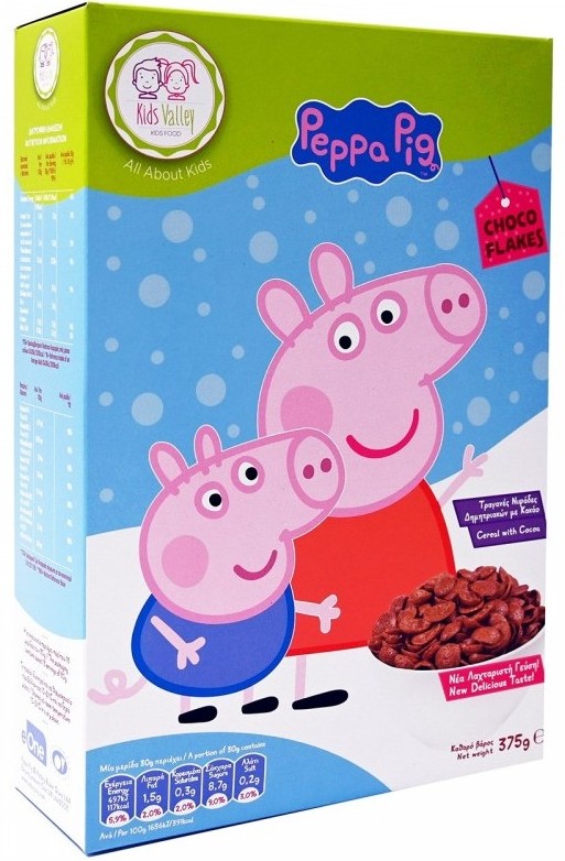 Δημητριακά KIDS VALLEY Peppa Pig choco flakes 375gr