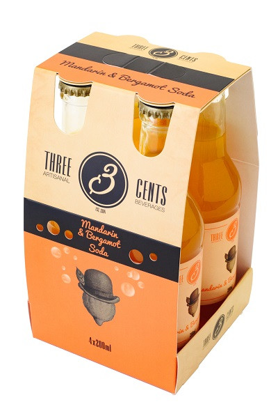 Σόδα THREE CENTS mandarin & bergamot 4x200ml (3+1 δώρο)
