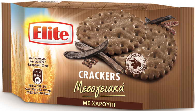 Crackers ELITE μεσογειακά με χαρούπι 105gr