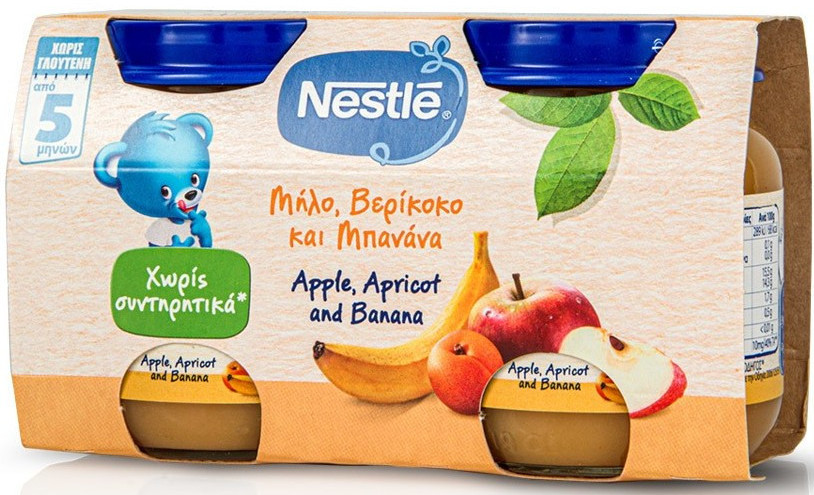 Βρεφικό φρουτογεύμα NESTLE μήλο-βερίκοκο-μπανάνα 2x125gr προσφορά - Pockee