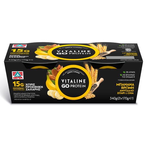 Γιαούρτι ΔΕΛΤΑ Vitaline go protein μπανάνα-βρώμη 2x170gr