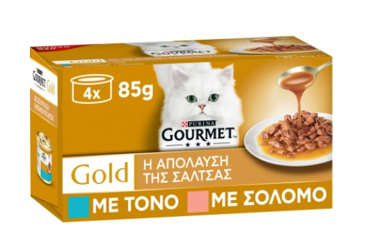 Γατοτροφή GOURMET gold μους τόνο-σολομό 4x85gr