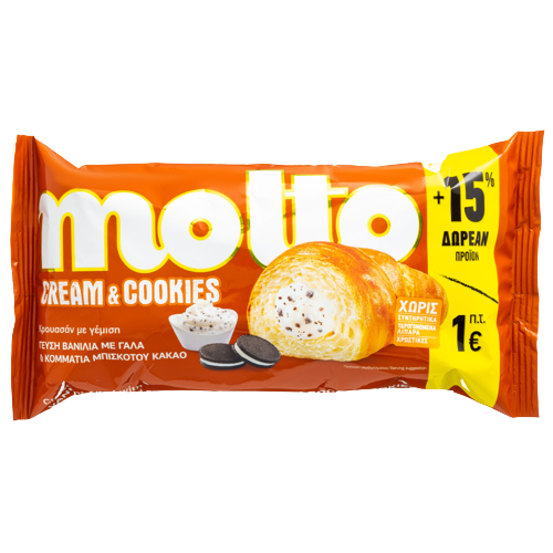 Κρουασάν MOLTO βανίλια- μπισκότο κακάο 92gr (80gr+15% δώρο)
