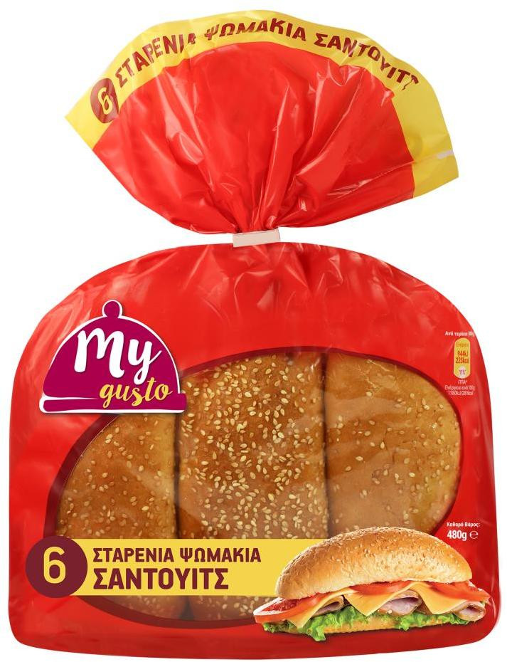 Ψωμάκια MY GUSTO σταρένια sandwich 480gr