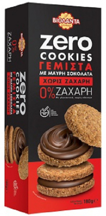 Μπισκότα ΒΙΟΛΑΝΤΑ Zero Cookies γεμιστά με κακάο χωρίς ζάχαρη 180gr