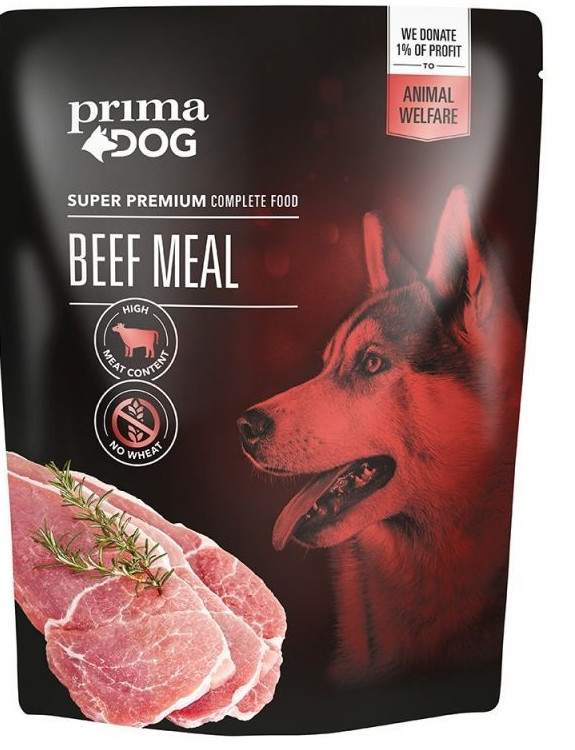 Τροφή σκύλου PRIMA DOG βοδινό 260gr