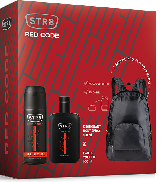 Σετ δώρου STR8 red code EDT 100ml + αποσμητικό 150ml + δώρο σακίδιο