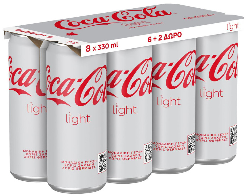 Αναψυκτικό COCA COLA light 8x330ml (6+2 δώρο)