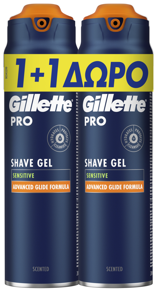 Gel ξυρίσματος GILLETTE pro sensitive 2x200ml (1+1 δώρο)