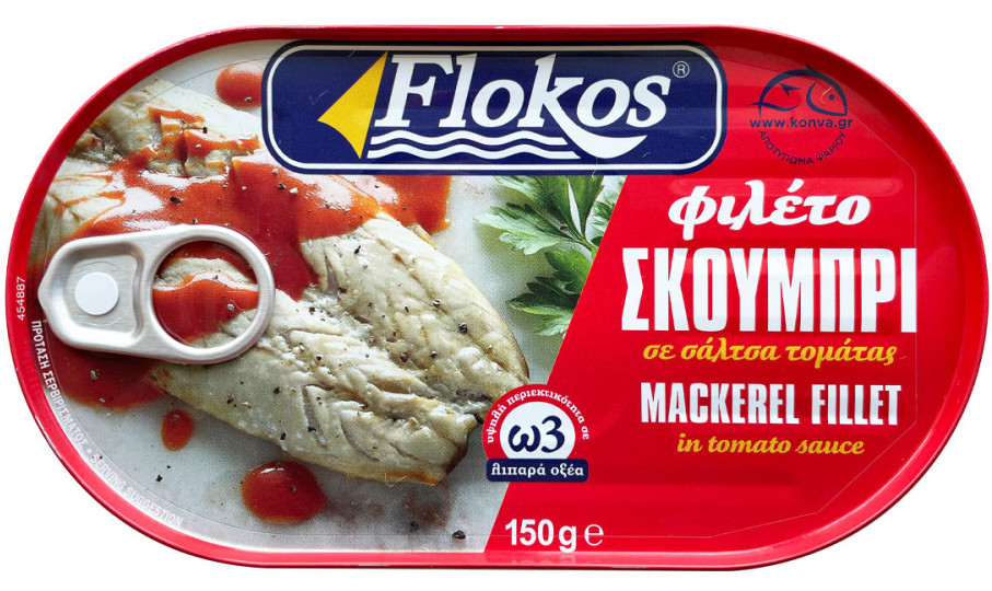 Σκουμπρί FLOKOS φιλέτο με τομάτα 150gr